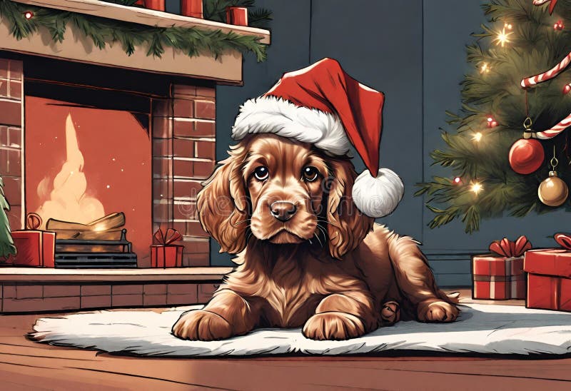 Christmas Cocker Spaniel Stock Illustrations – 145 Christmas Cocker ...