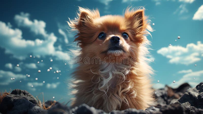 Dog in the Clouds. Generative AI. Stock Illustration - Illustration of ...