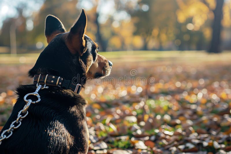 Dog Collar with a Broken Chain in a Park Stock Photo - Image of lost ...