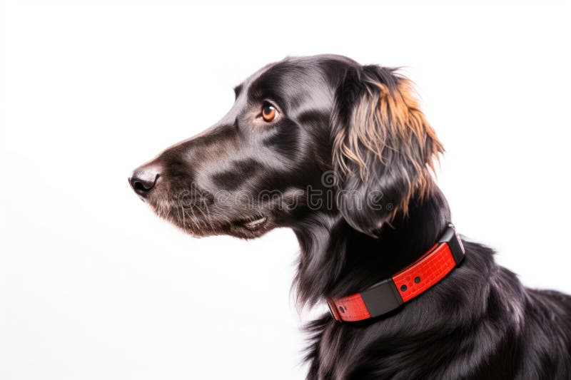 Dog Collar with Built-in Microchip Over White Surface Stock Photo ...