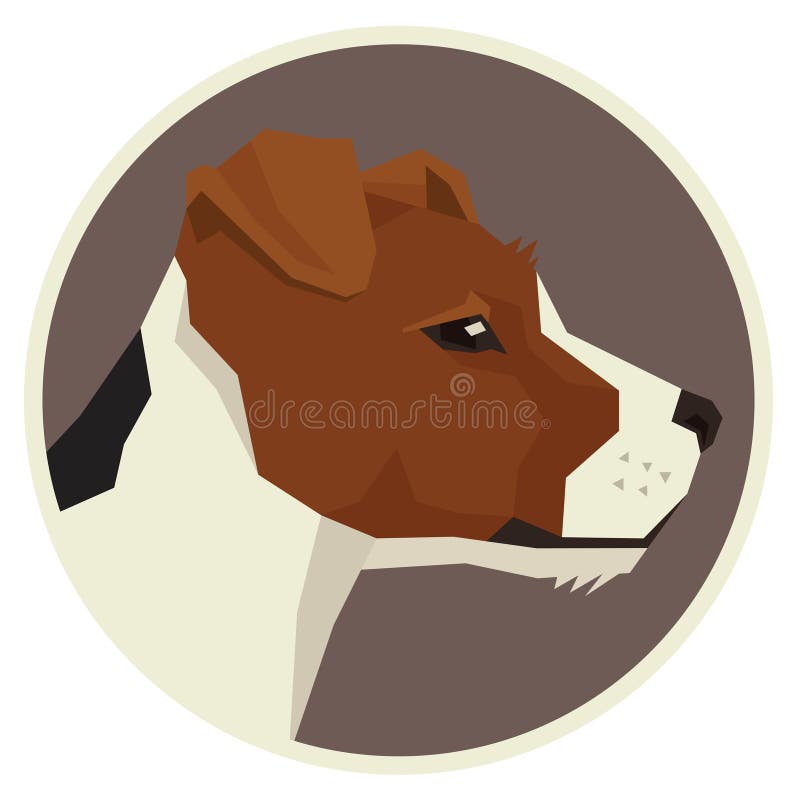 Dog Collection Jack Russell Terrier Geometric Style Icon Round Stock ...