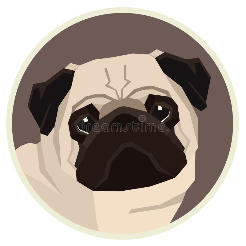 Dog Collection Pug Geometric Style Avatar Icon Round Stock Vector ...