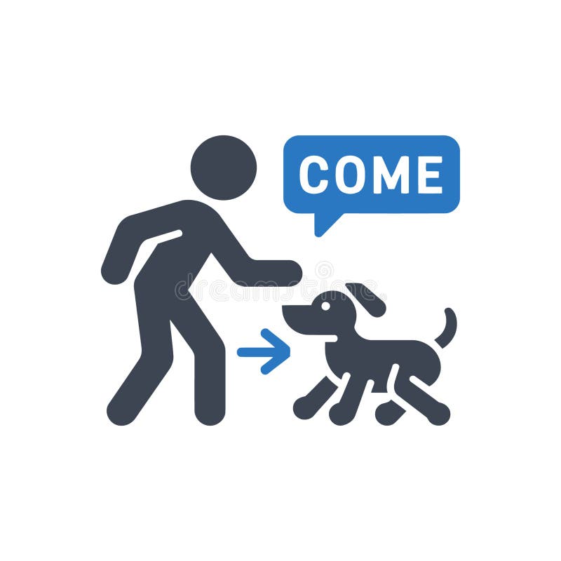 Dog Command Come Icon stock illustration. Illustration of obedience ...