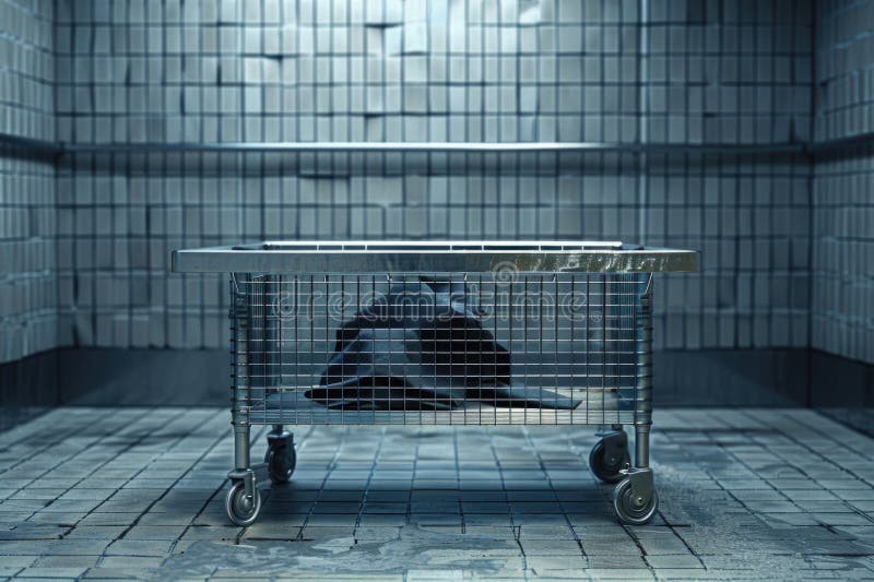 A Dog is Confined in a Metal Cage Inside a Jail Cell Stock Image ...