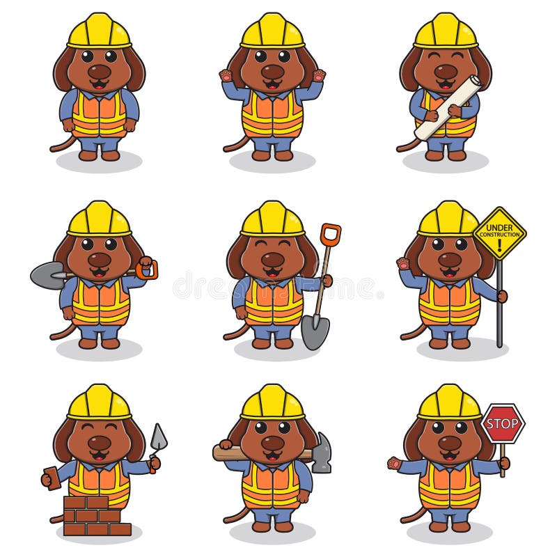 Vector Illustration of Dog Character at Construction Site Stock Vector ...