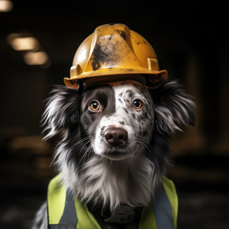 Dog in a Construction Helmet Stock Photo - Image of worker, puppy ...