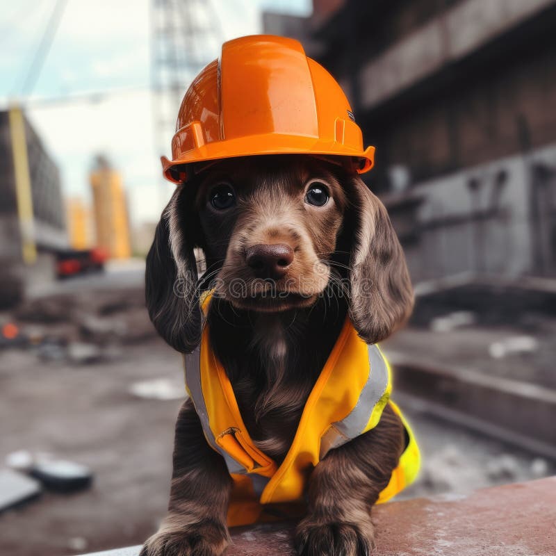 Dog in a Construction Helmet Stock Image - Image of labor, corgi: 293557591