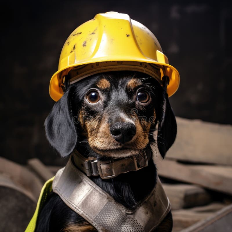 Dog in a Construction Helmet Stock Photo - Image of cute, corgi: 293567942