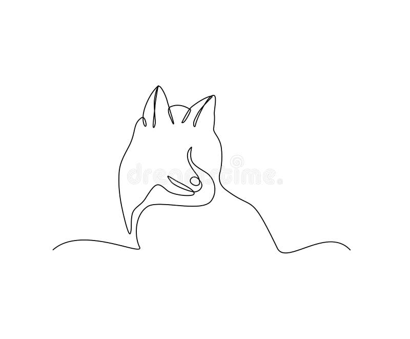 Dog Continuous Line Art Drawing Style. Minimalist Black Husky Outline ...