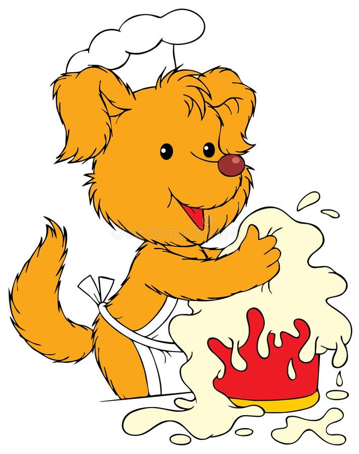 Cartoon Dog Chef with Recipe Book Stock Illustration - Illustration of ...