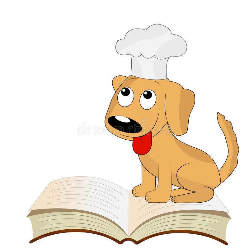 Dog a Cook Sits on an Open Book Stock Vector - Illustration of success ...