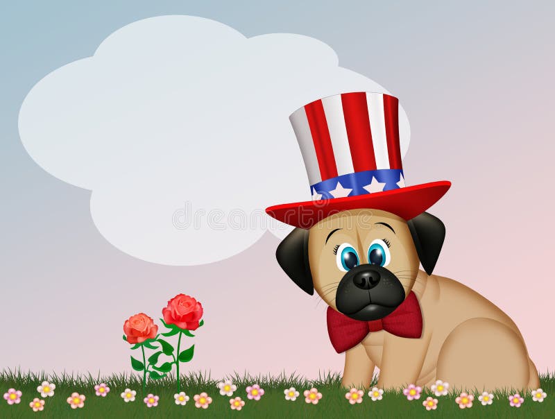 Dog with Costume of July 4th Stock Illustration - Illustration of funny ...