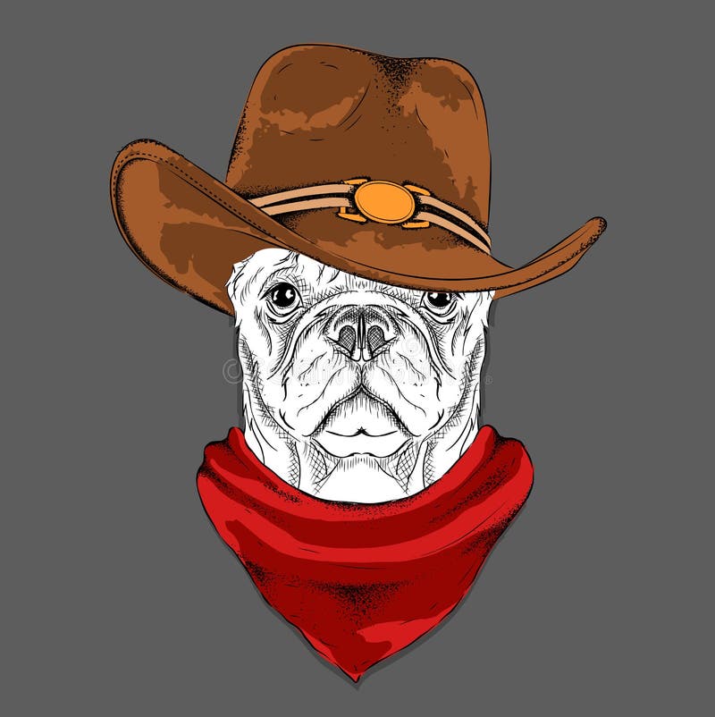 A Dog in a Cowboy Hat. Vector Illustration Stock Vector - Illustration ...