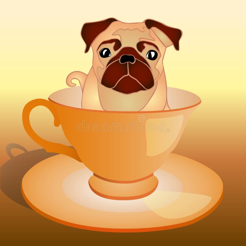 Dog in the cup stock vector. Illustration of beige, coffee - 57525885