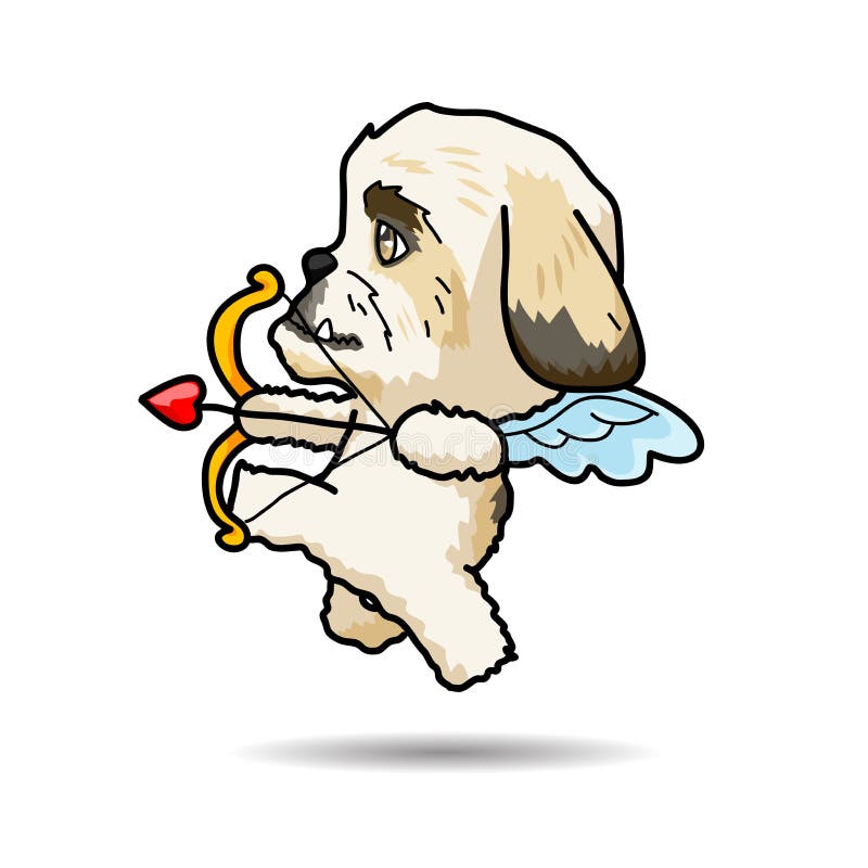 Dog Cupid Vector Cartoon Illustration Stock Vector - Illustration of ...