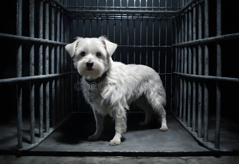 Dog in a Dark Prison Cell. AI Created. Stock Image - Image of ...