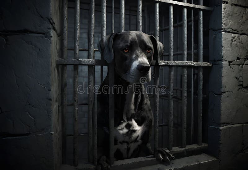 Dog in a Dark Prison Cell. AI Created. Stock Photo - Image of generated ...