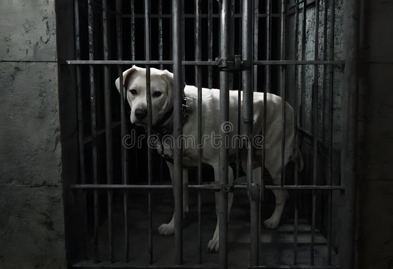 Dog in a Dark Prison Cell. AI Created. Stock Image - Image of pets ...