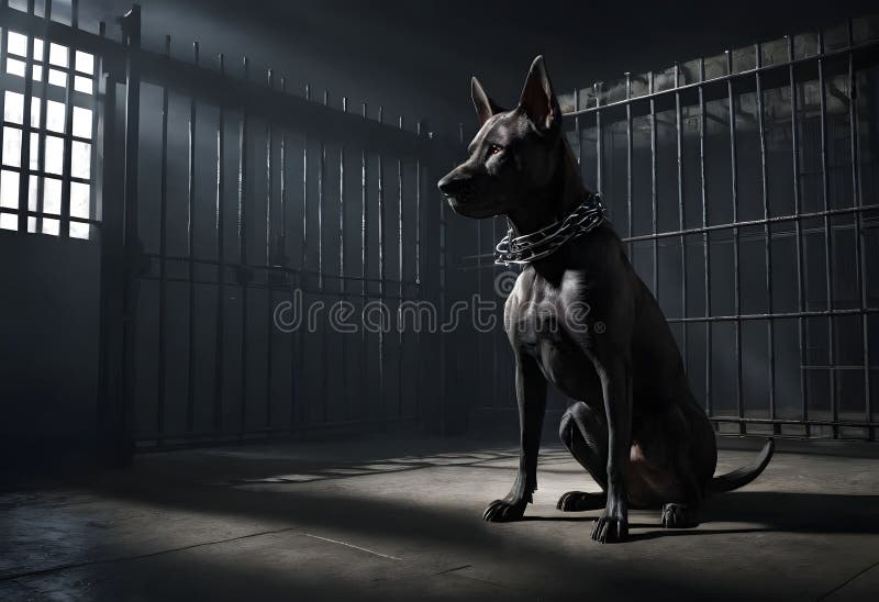 Dog in a Dark Prison Cell. AI Created. Stock Image - Image of ...