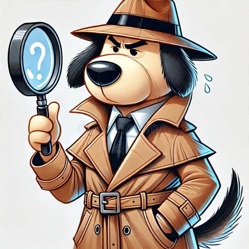 Dog Detective on the Case stock illustration. Illustration of curious ...