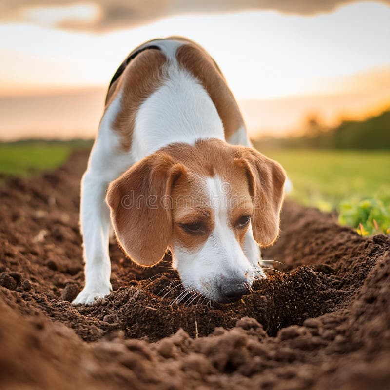 Dog digging, AI generated stock illustration. Illustration of generated ...