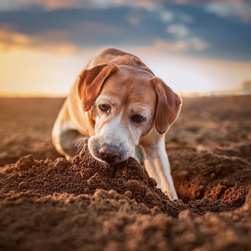 Dog digging, AI generated stock illustration. Illustration of cute ...