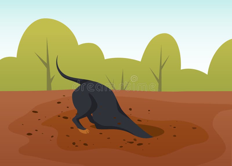 Dog Digging a Ground Pit, Vector Stock Vector - Illustration of black ...