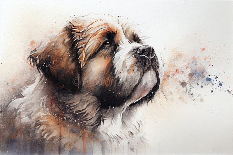 Dog Drawing with Bit of Watercolour Stock Illustration - Illustration ...