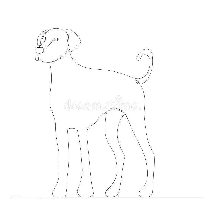 Dog Drawing in One Continuous Line, Isolated Stock Vector ...