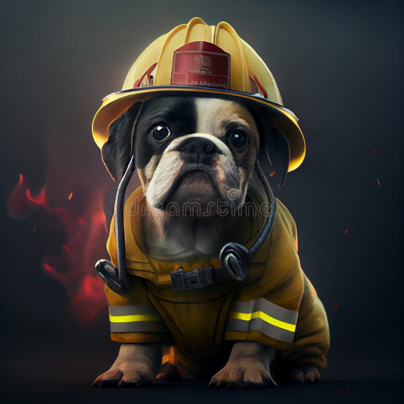 Dog Dressed As a Firefighter. Stock Illustration - Illustration of ...