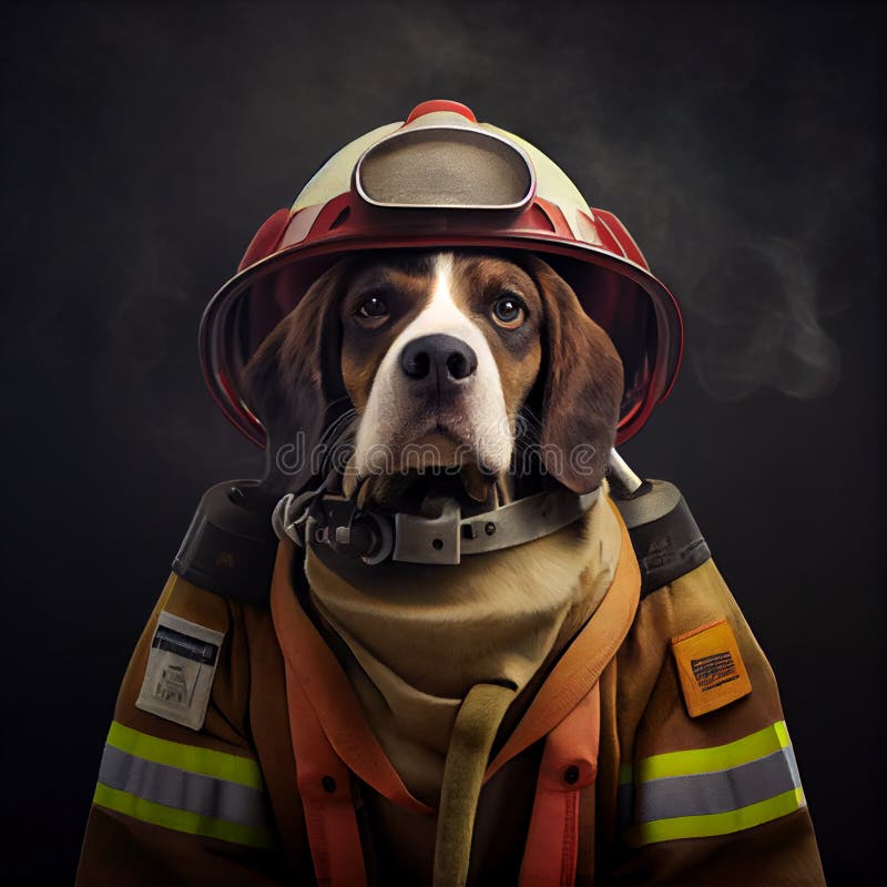 Dog Dressed As a Firefighter. Stock Illustration - Illustration of male ...