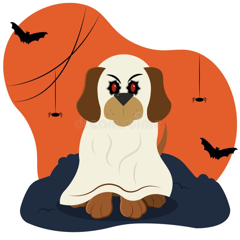 Dog Dressed As Ghost. Vector Stock Vector - Illustration of creepy ...
