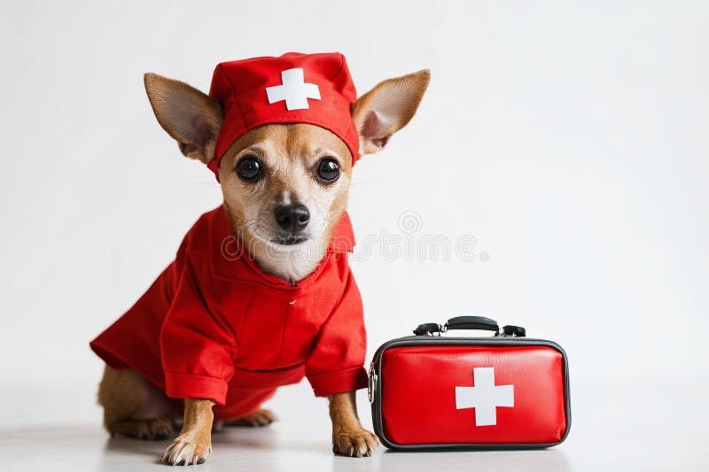Dog Dressed Paramedic Tiny First Aid Kit Stock Photos - Free & Royalty ...