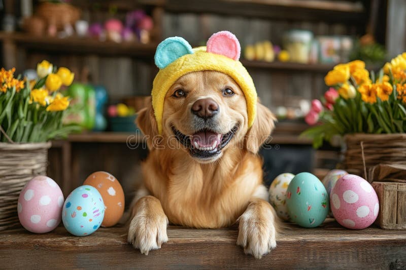 Dog Dressed Easter Costume Playful Humorous Pet Theme Stock Photos ...