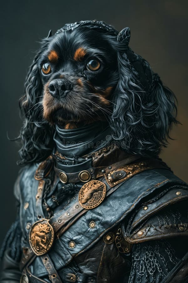 A Dog Dressed Up As a Knight in a Leather Outfit. Generative AI Stock ...