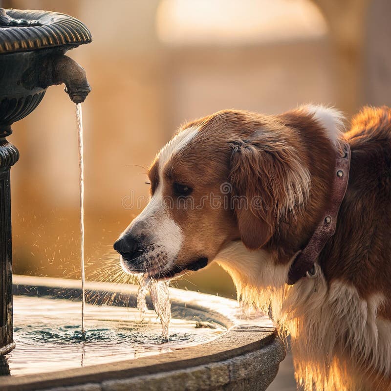 Dog Drinking Water, AI Generated Stock Illustration - Illustration of ...