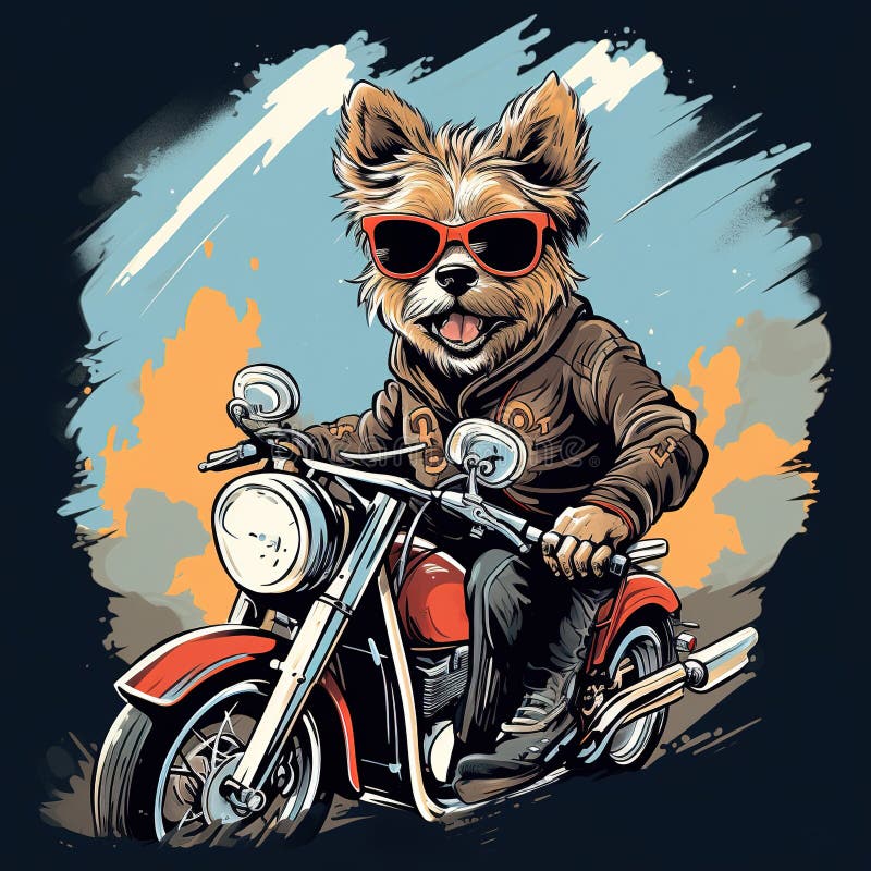Dog Driving a Motorcycle in the Summer Generative AI Stock Illustration ...