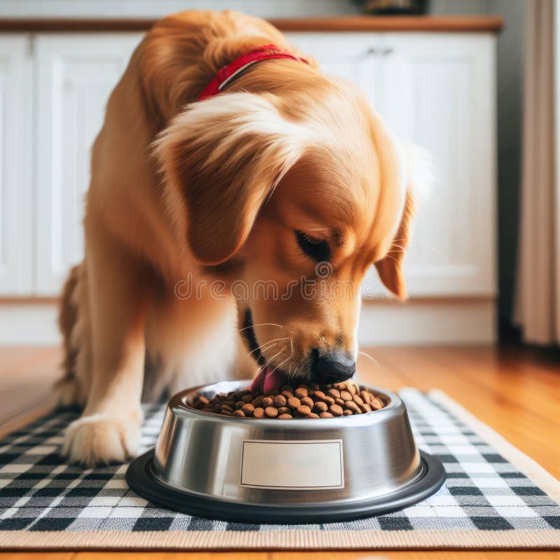The Dog Eats from His Bowl. Stock Image - Image of beautiful ...