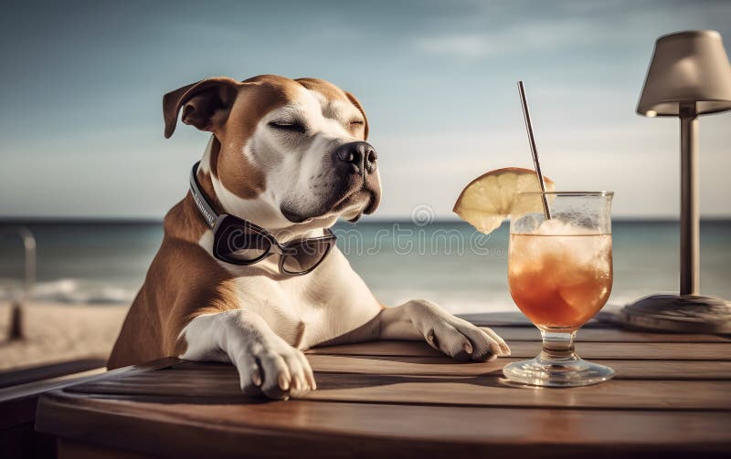 A Dog Enjoying Cocktails at a Bar, Generative AI Stock Illustration ...