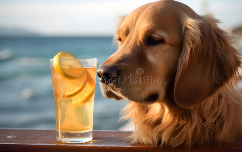 A Dog Enjoying Cocktails at a Bar, Generative AI Stock Illustration ...