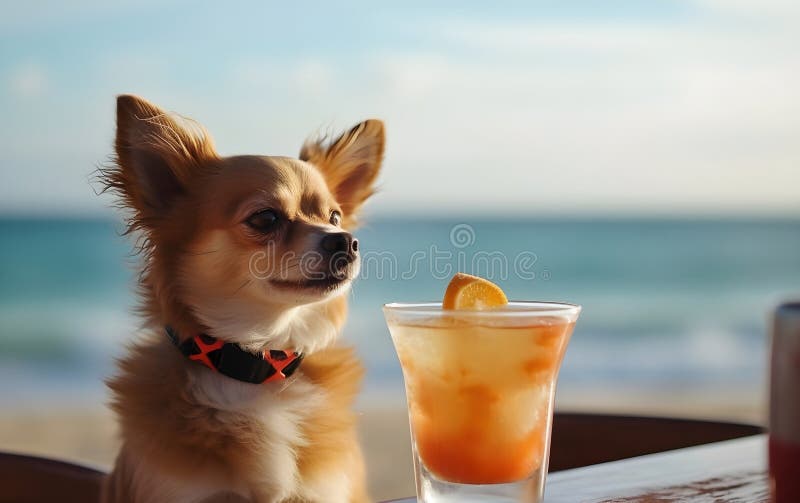 A Dog Enjoying Cocktails at a Bar, Generative AI Stock Illustration ...