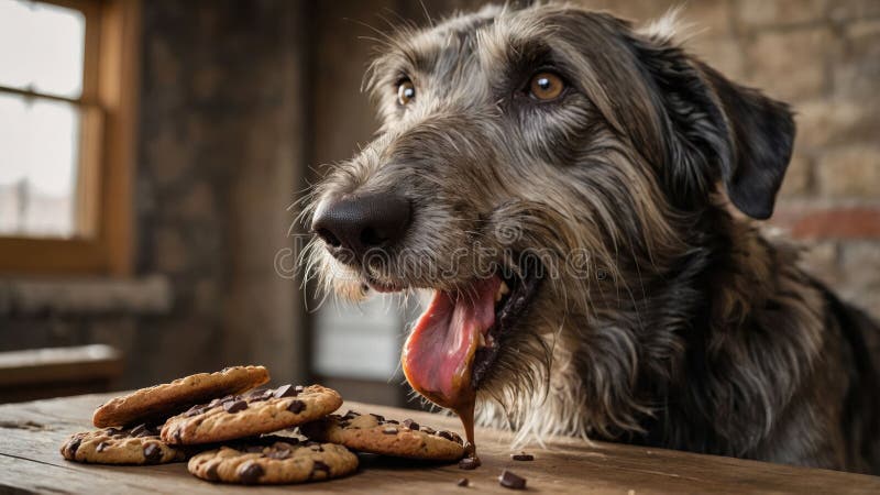 A Dog Enjoying Cookies in a Cozy Setting Stock Illustration ...