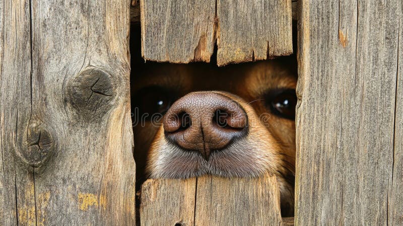 Dog Face Framed by Wooden Slats, Rustic Close-up Stock Photo - Image of ...