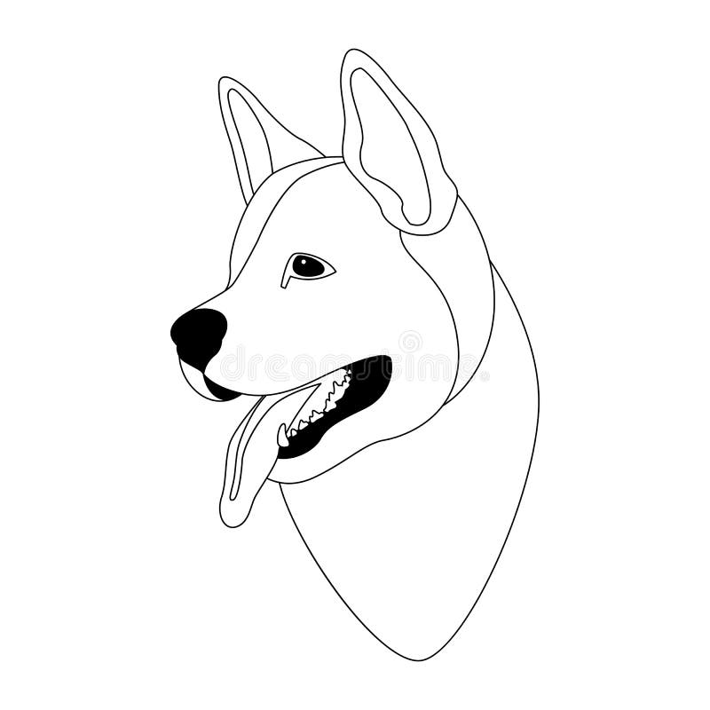 Dog Face Vector Illustration Line Drawing Stock Vector - Illustration ...