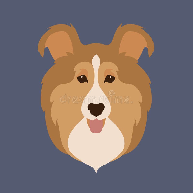 Dog Face Vector Illustration Style Flat Stock Vector - Illustration of ...