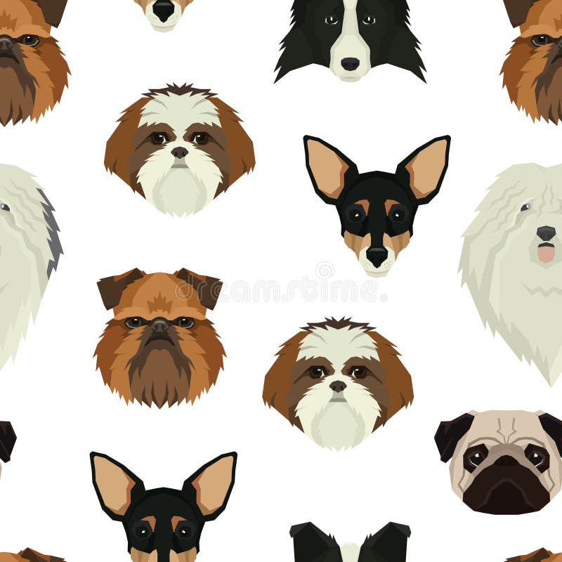 Dog Faces Pattern Geometric Style Stock Vector - Illustration of breeds ...