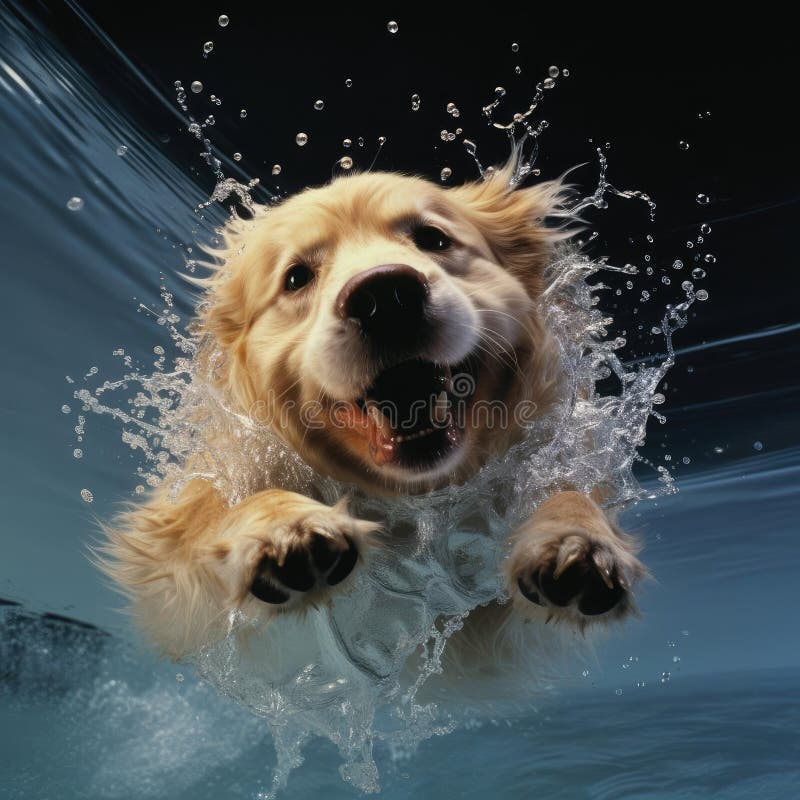 Dog Falling into the Water, Splash Stock Image - Image of surface ...