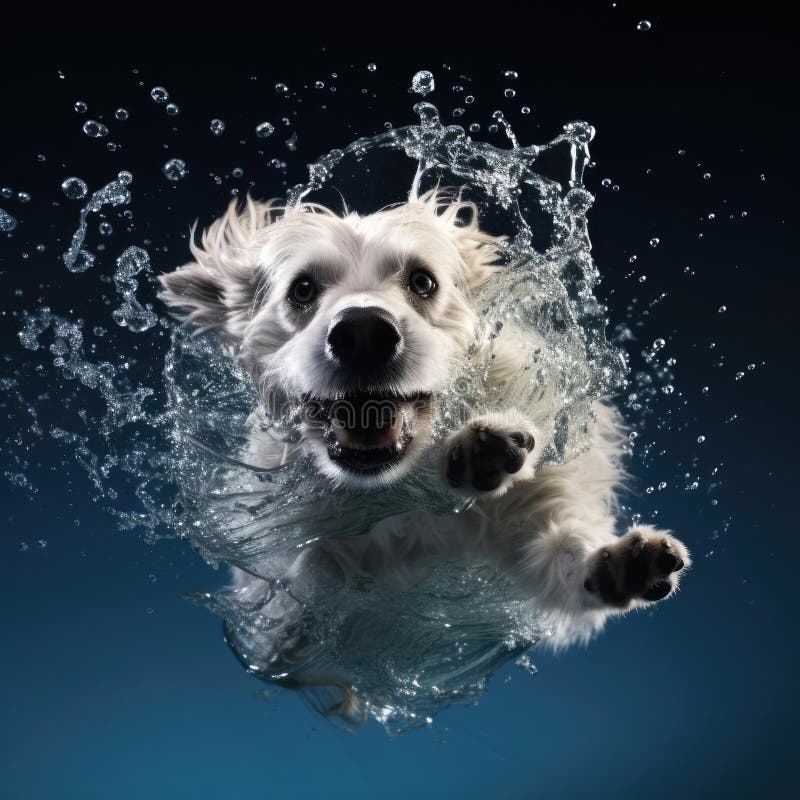Dog Falling into the Water, Splash Stock Image - Image of splash ...