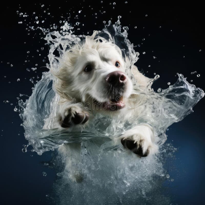 Dog Falling into the Water, Splash Stock Photo - Image of cute, surface ...