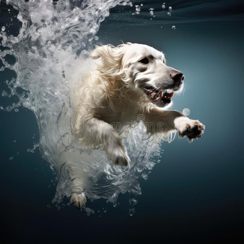 Dog Falling into the Water, Splash Stock Image - Image of running ...